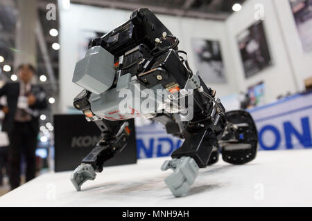 Tokyo, Japan. 17th May, 2018. A robot Gomer on display during the ...