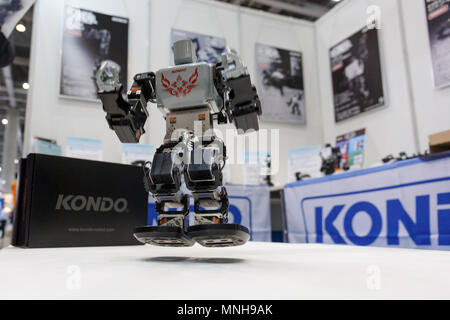 Tokyo, Japan. 17th May, 2018. A robot Gomer on display during the ...