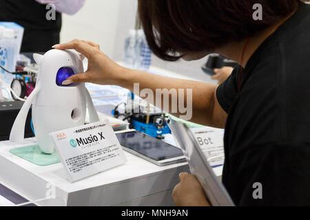Tokyo, Japan. 17th May, 2018. A robot Gomer on display during the ...