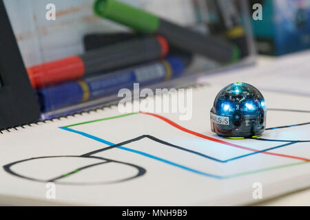 Tokyo, Japan. 17th May, 2018. A robot Gomer on display during the ...