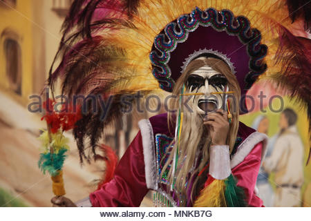 Tobas dancer in traditional Andean costume performing at the annual ...
