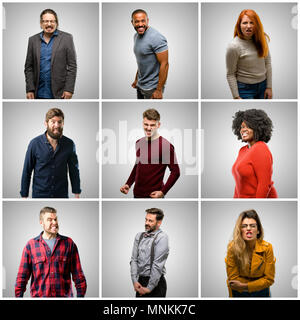 Group of people angry and stressful frowns face in dissatisfaction ...