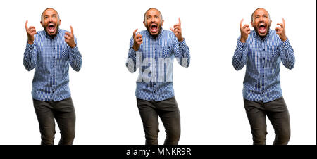 African american man with beard terrified and nervous expressing ...
