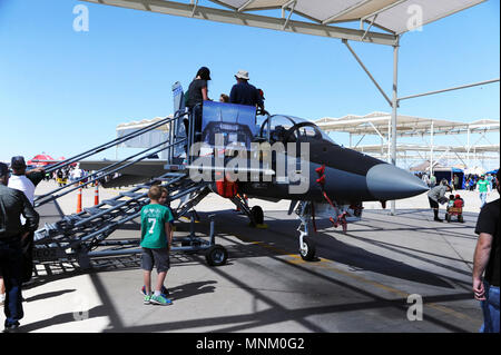 Visitors crowd around a Lockheed Martin T-50 during Luke Days 2018 at ...