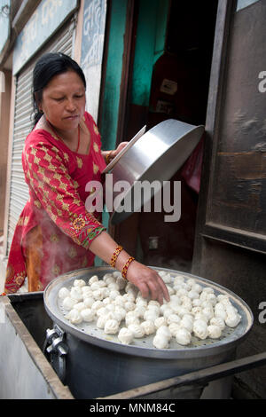 Momos, typical street food dumplings of Nepal and Tibet as sold in the ...