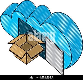 cloud computing with box carton isometric icon Stock Vector Image & Art ...