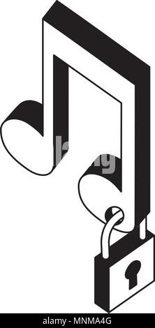 music note with padlock isometric icon Stock Vector Image & Art - Alamy