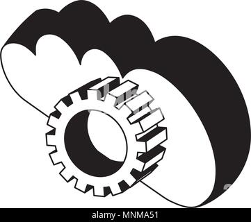 cloud computing infographic with gear wheel and cloud over blue ...