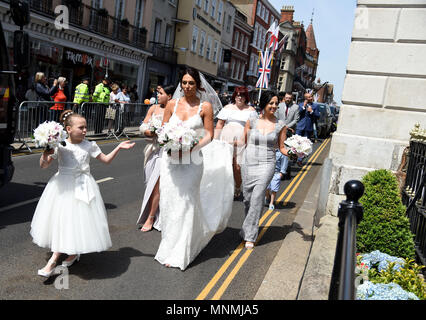 Enjoying the media attention are newly weds Aron and Vicky Hallam who ...