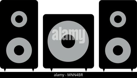 Acoustic speaker vector on black background icon. Music column. Graph ...