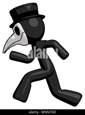 Black plague doctor man running fast right Stock Photo - Alamy
