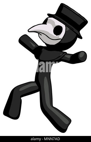 Black plague doctor man running while falling down Stock Photo - Alamy