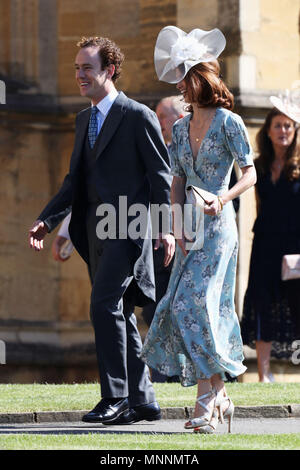 Tom and Lara Inskip arrive at St George's Chapel at Windsor Castle for ...