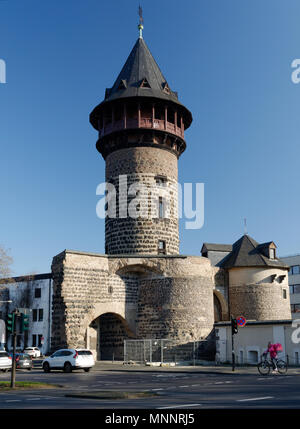 A historical view of the Ulrepforte in Cologne, Germany, showing its ...