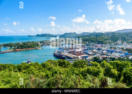 Castries waterfront. Castries is the capital of the island of St Lucia ...