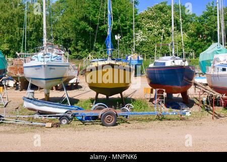 Eversons boatyard by the River Deben, Woodbridge, Suffolk. May 2018 ...