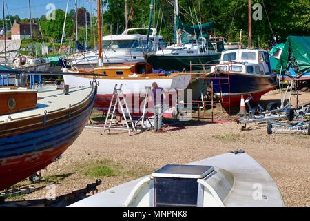 Eversons boatyard by the River Deben, Woodbridge, Suffolk. May 2018 ...