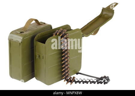 Soviet Maxim gun green ammunition box with machine-gun belt Stock Photo ...