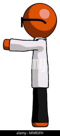 Orange doctor scientist man pointing left Stock Photo - Alamy