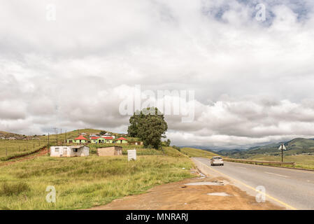 BULWER, SOUTH AFRICA - MARCH 23, 2018: A street scene with businesses ...