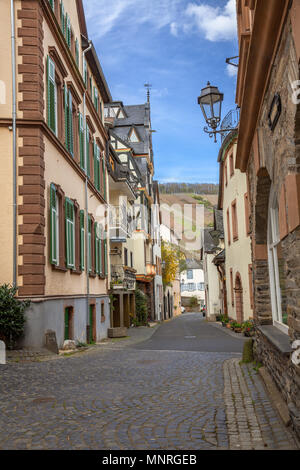 Urzig village on the Mosel between the river Moselle and the vineyards ...