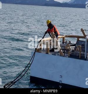 The Coast Guard Cutter Naushon (WPB 1311) crew moors up to a pier in ...