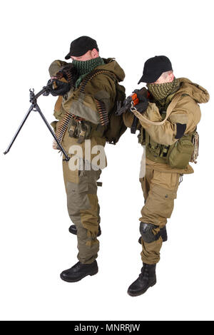 insurgents with AK 47 and RPD machine gun isolated on white background ...
