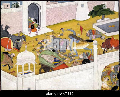 . English: Parashurama killing Kartavirya Arjuna. circa 1800. Unknown ...