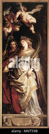 Raising of the Cross - Sts Eligius and Catherine 1610 by Peter Paul Rubens Stock Photo - Alamy