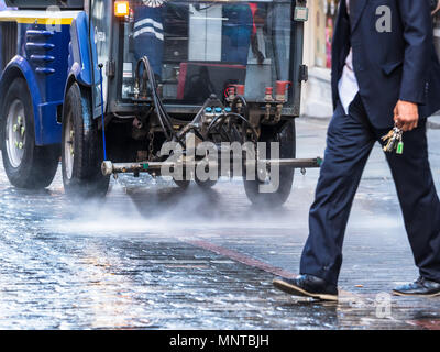 Street cleaning in Soho, London Stock Photo - Alamy