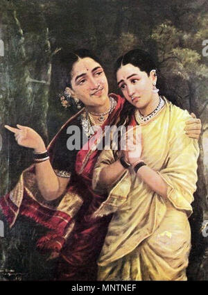 Simhika and Sairandri by Raja Ravi Varma Stock Photo - Alamy