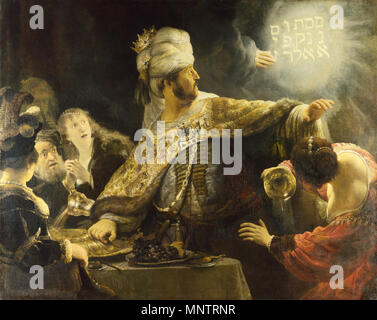 BELSHAZZAR'S FEAST. /n(Daniel 5). Wood engraving, American, 1873 Stock ...