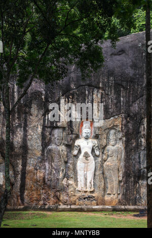 Buduruwagala temple with well preserved carvings on the wall in ...