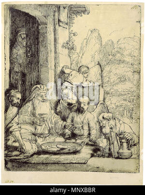Abraham Entertaining the Angels, Rembrandt van Rijn, 1656 print paper ...