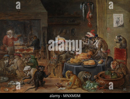 David Teniers (II) - Monkey banquet Stock Photo - Alamy