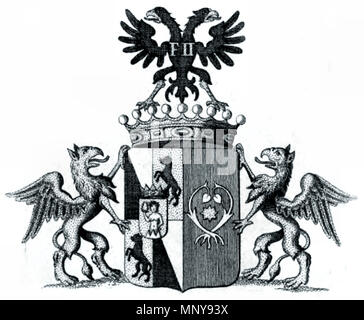 1251 Wappen der Grafen von Belcredi mit Schildträgern Stock Photo - Alamy