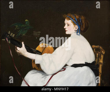 'The Guitar Player' is a painting by Édouard Manet, showcasing a seated ...
