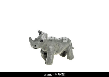 Plasticine artwork Handmade rhinoceros. Abstract isolated photo Stock ...