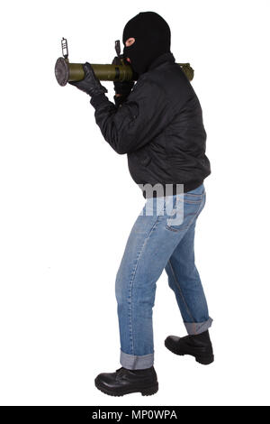 gunman with bazooka grenade launcher isolated on white background Stock ...
