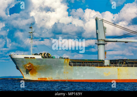 Grey cargo ship. Logistics and merchandise transportations Stock Photo ...