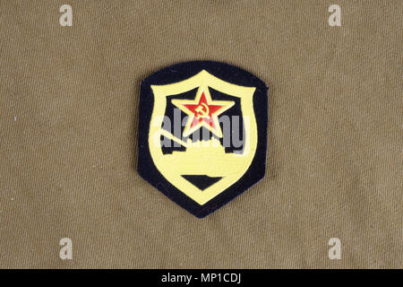 Soviet Army Tank Corps shoulder patch on khaki uniform background Stock ...