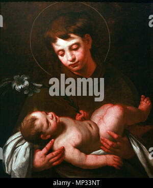 Saint Antony of Padua holding Baby Jesus 1625 by Bernardo Strozzi Stock ...