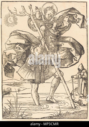 Saint Christopher. Woodcut Stock Photo - Alamy