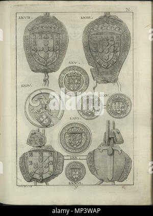 . English: Seals Portugal, illustration from Antonio Caetano de Sousa ...