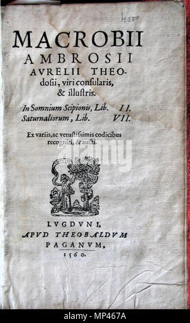 Macrobii scipionis saturnalorium ludguni paganum 1560 Stock Photo - Alamy