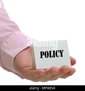 Policy, process and procedure symbol. Businessman writing words 'policy ...