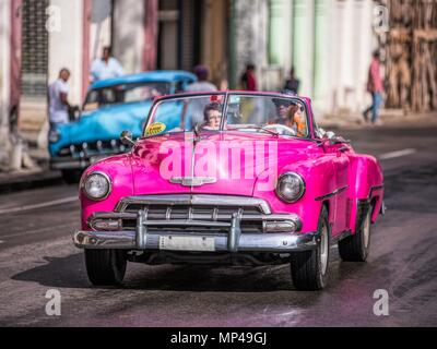 Bright Pink Yank Tank Retro Car Havana Cuba Stock Photo - Alamy