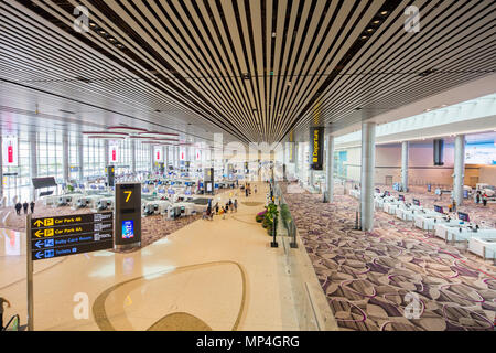 Aerial view of immigration clearance check in. Singapore Changi Airport ...