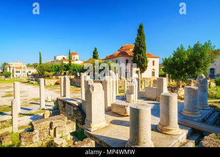 View of the Roman Agora, ancient square in Athens, Greece, Europe ...
