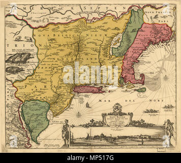 Map-Novi Belgii Novæque Angliæ (Amsterdam, 1685 Stock Photo - Alamy